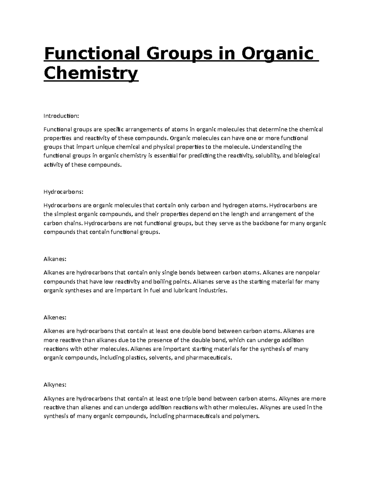 Functional Groups in Organic Chemistry - Functional Groups in Organic ...
