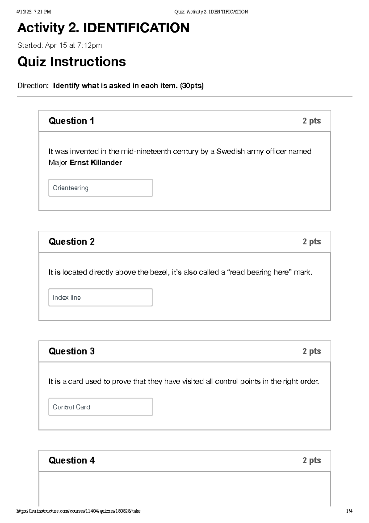 Identification - efvers - Activity 2. IDENTIFICATION Started: Apr 15 at ...