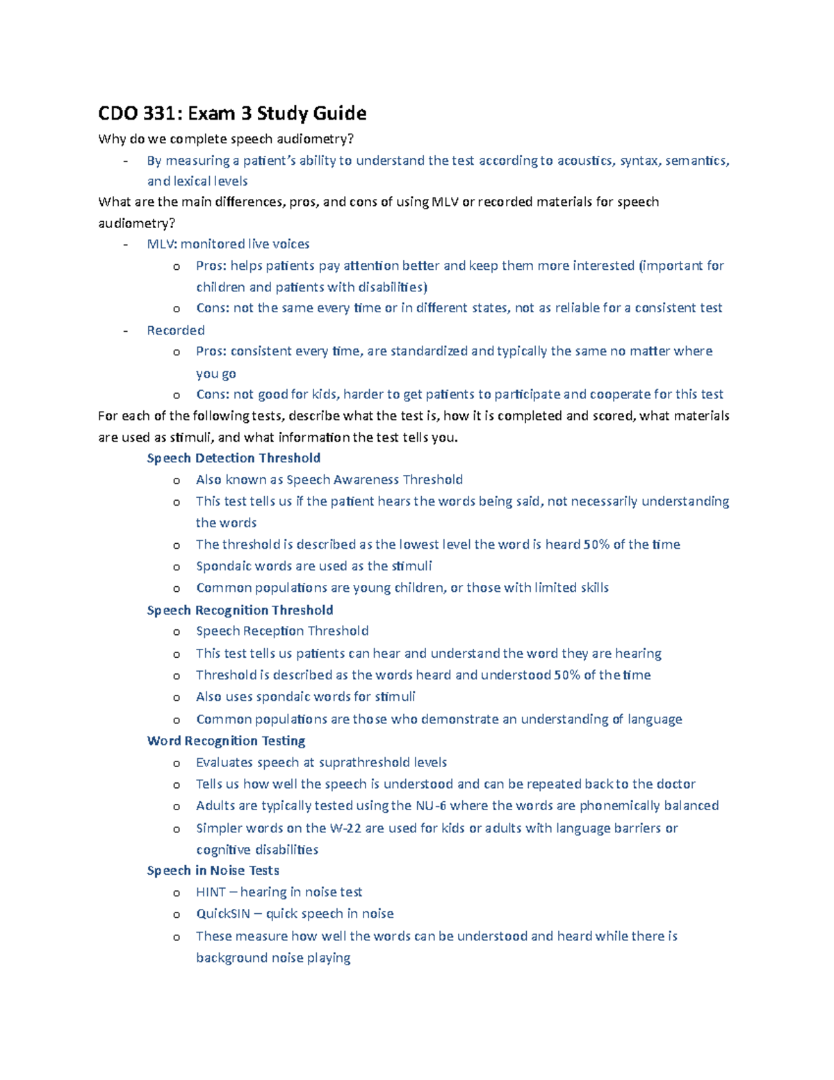 Exam 3 Study Guide - Immittance, Acoustic Reflex, OAE's, ABR's, Newborn ...