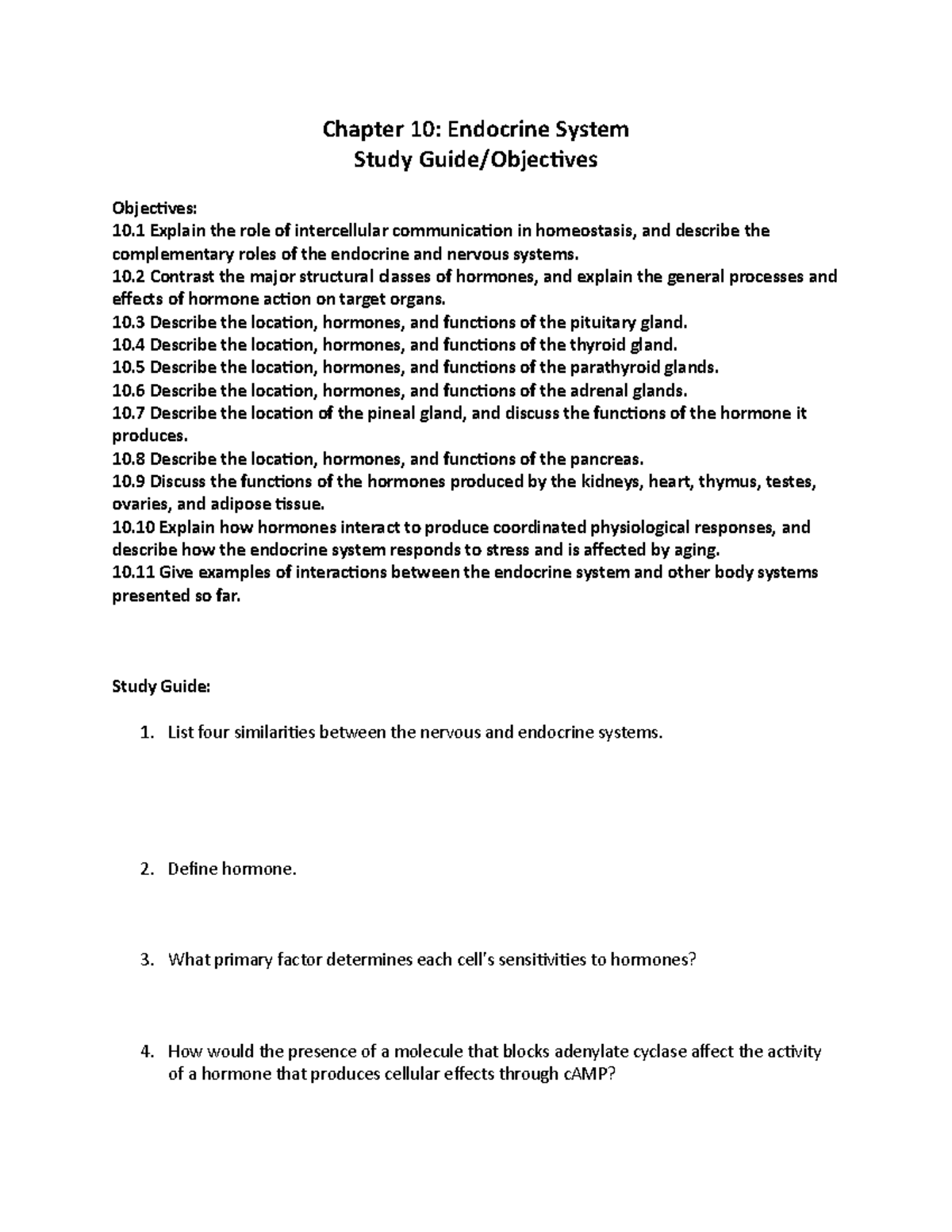 Chapter 10 Endocrine - Anatomy and Physiology - Chapter 10: Endocrine ...