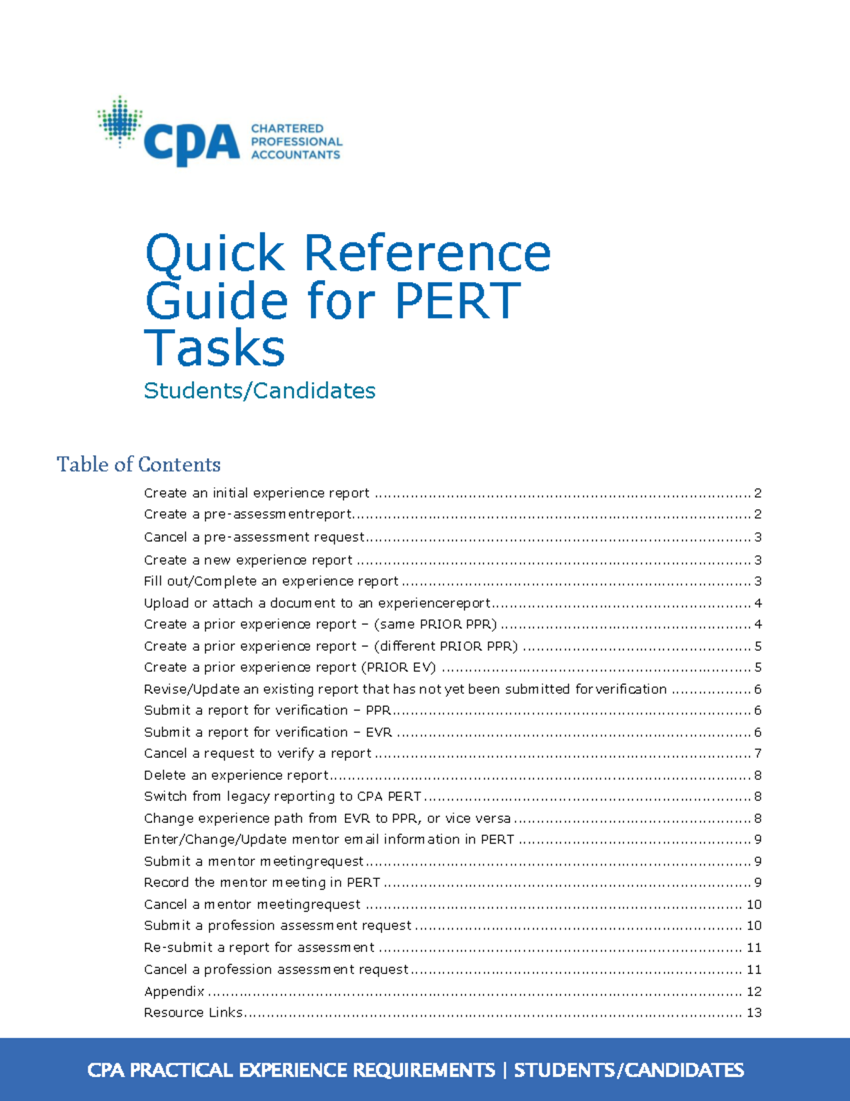 PERT Quick Reference Guide - Quick Reference Guide for PERT Tasks ...