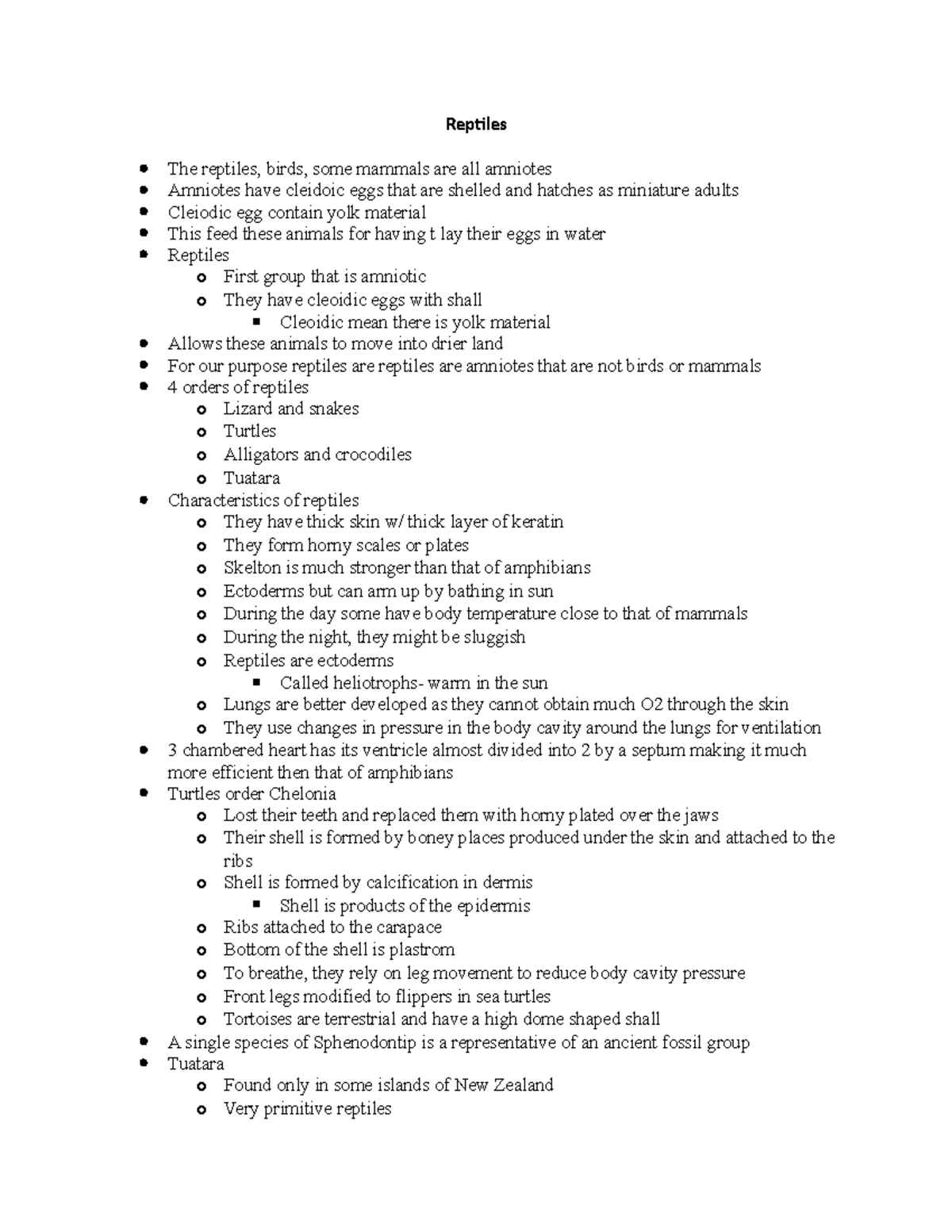 Reptiles Notes - Reptiles The reptiles, birds, some mammals are all ...