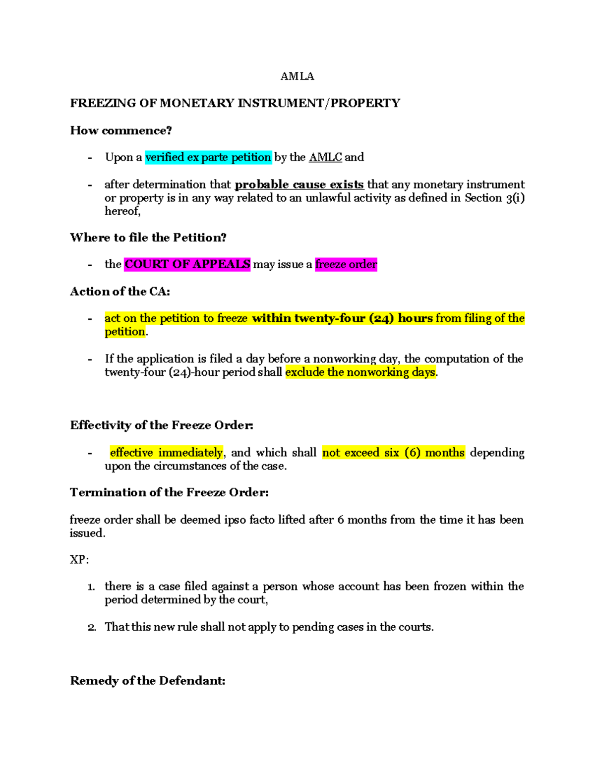 AMLA - happy - AMLA FREEZING OF MONETARY INSTRUMENT/PROPERTY How ...