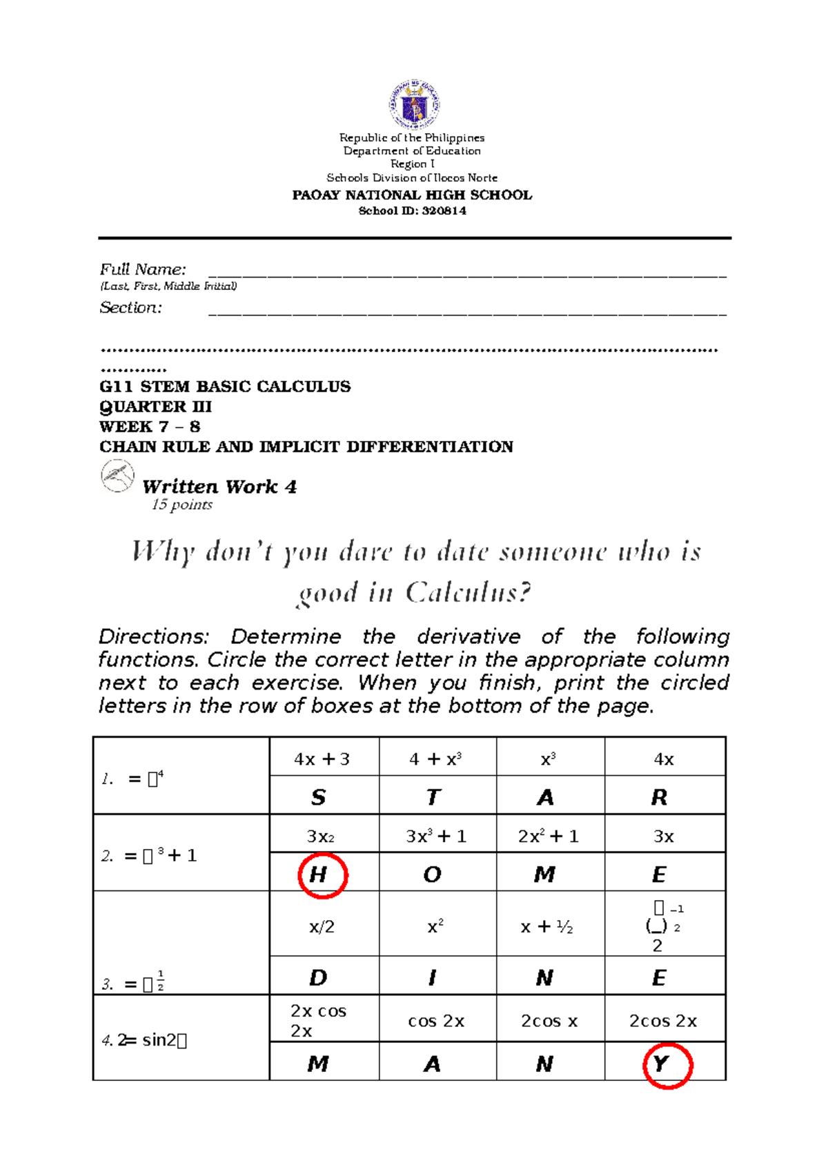 Mathematics Math - Republic of the Philippines Department of Education ...