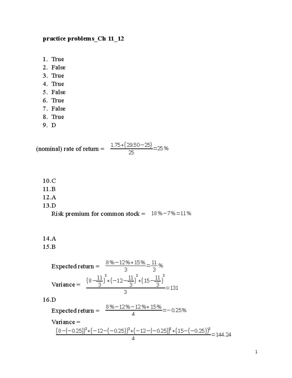 Practice Problems Ch 11 12 - practice problems_Ch 11_ 1. True 2. False ...