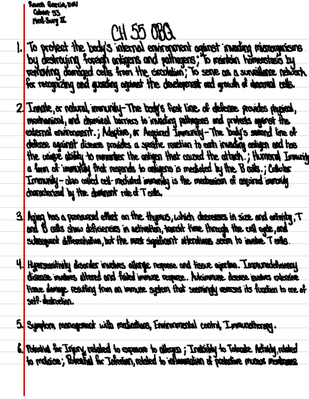 CH 55 1 - notes - Raven Garcia, SUN cohort 53 Med- Surg I CH 55 OBQ 1 ...