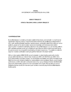 FIN552 Group Assignment - FACULTY BUSINESS AND MANAGEMENT BACHELOR IN ...