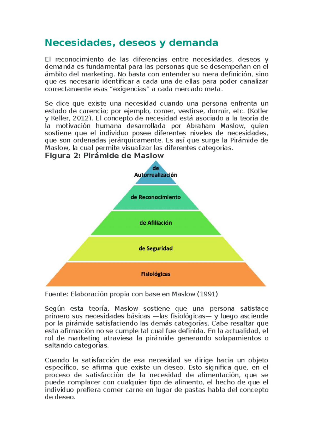 Niveles de planificacion - Necesidades, deseos y demanda El ...