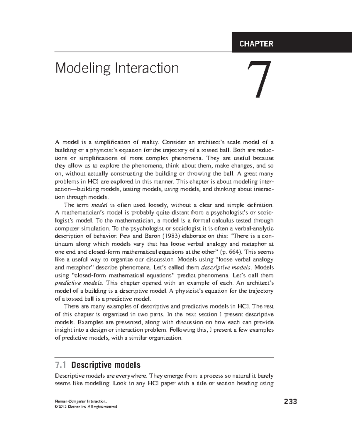 Hci chapter 7 Modeling Interaction - 233 Human-Computer I n t e r a c t ...