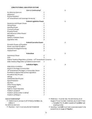 Constitutional Law I Outline - CONSTITUTIONAL LAW I OUTLINE EXAM TIPS ...