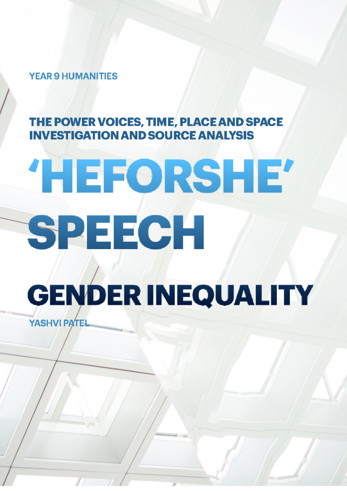 ‘Hefor She’ Speech Emma Watson - YEAR 9 HUMANITIES ‘HEFORSHE’ SPEECH ...