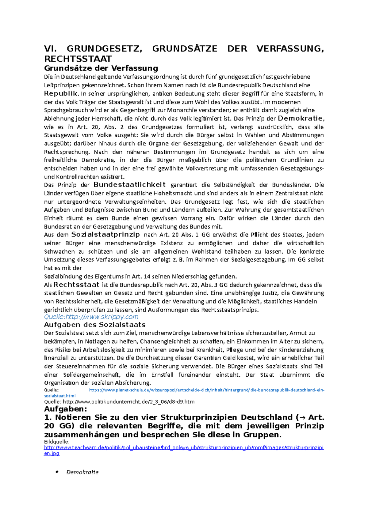 6 Grundgesetz, Grundsätze der Verfassung, Rechtsstaat - VI. GRUNDGESETZ ...