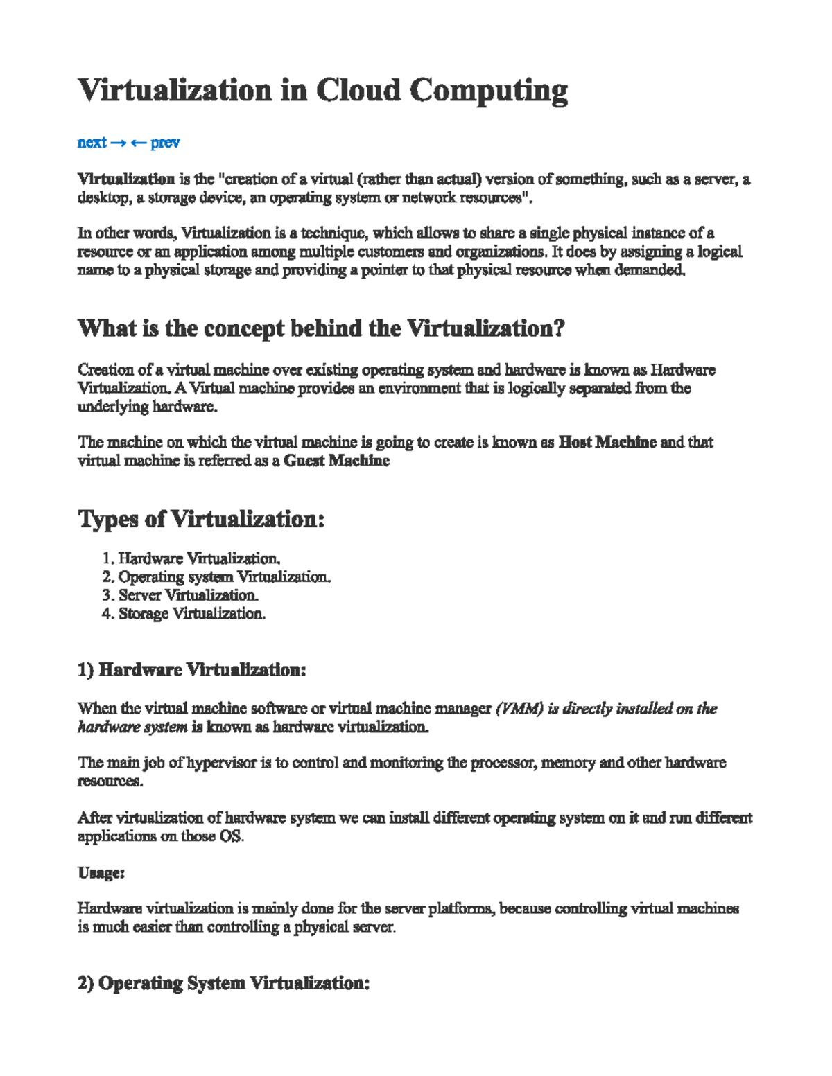 Virtualization - Cloud computing - Studocu