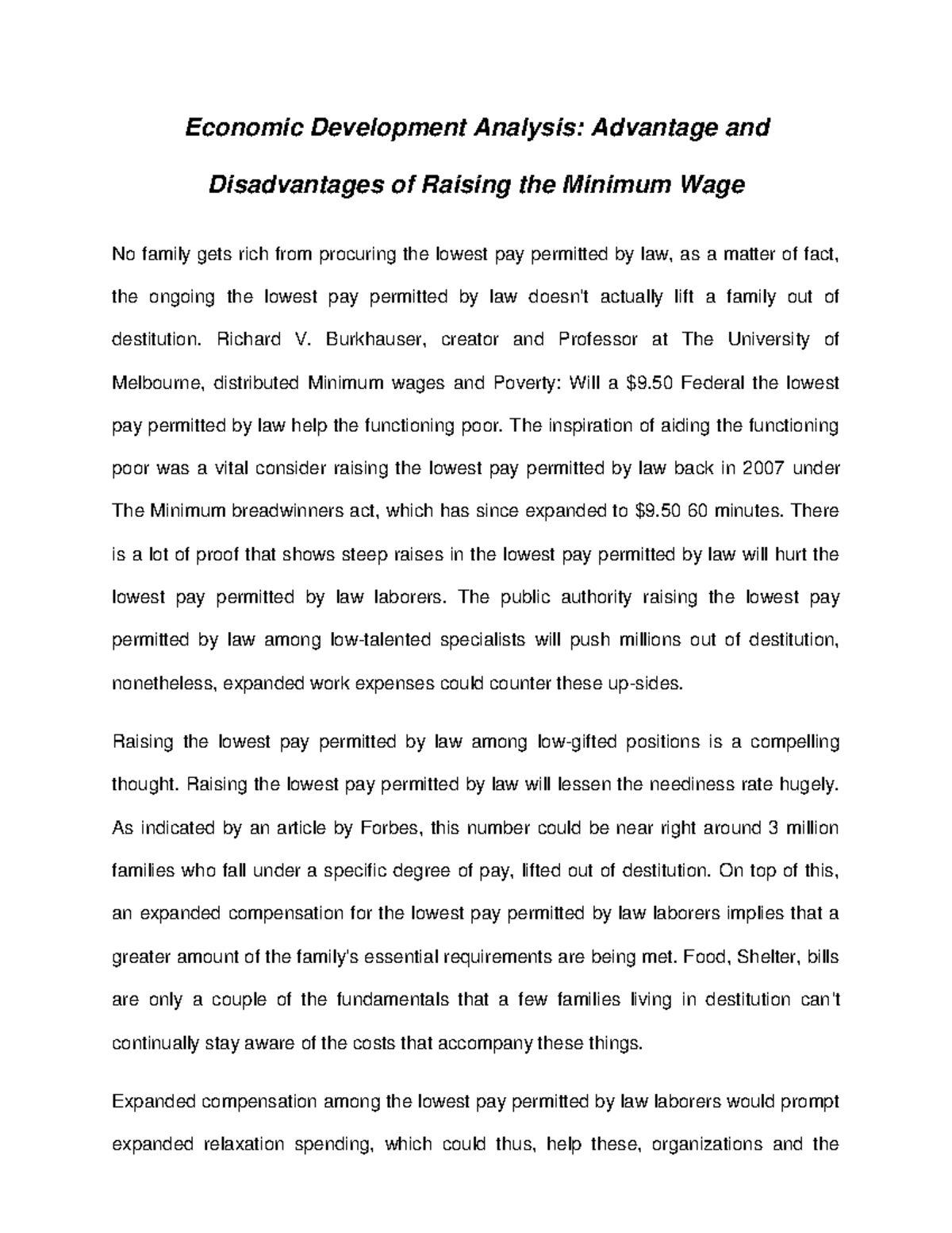 Economic Development Analysis Advantage and Disadvantages of Raising ...