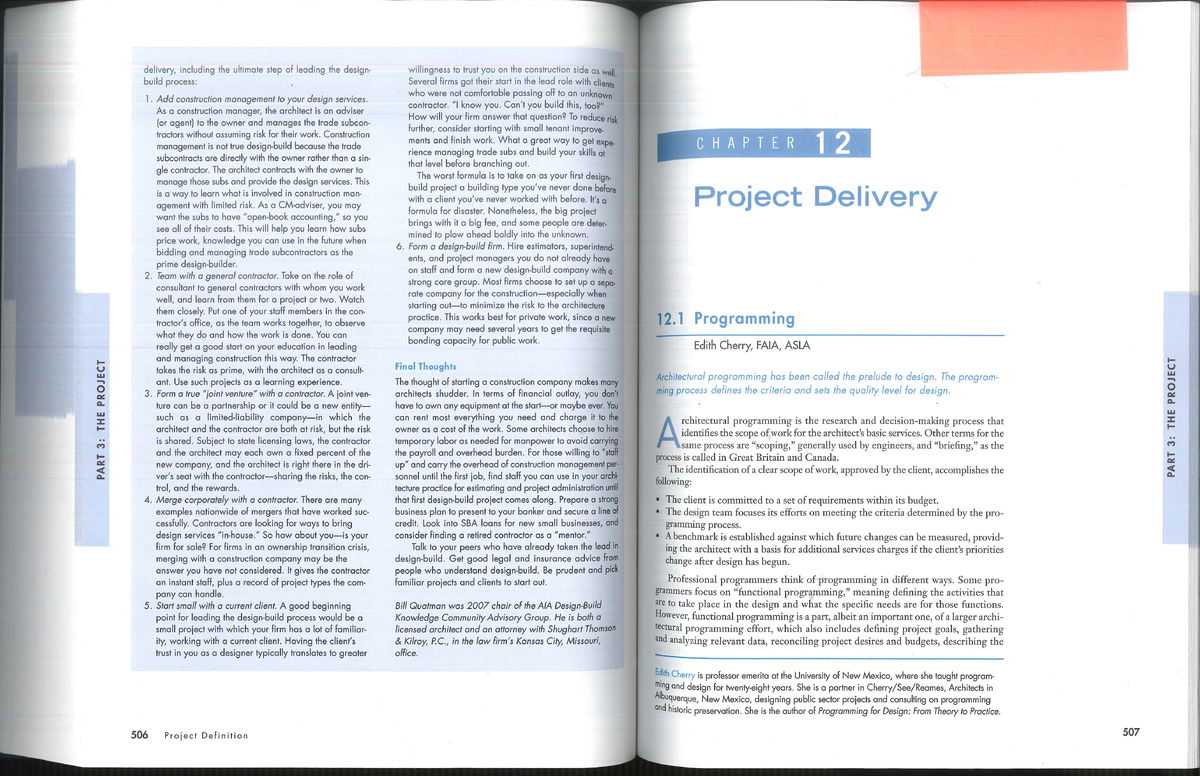 Cherry Ch 12 Programming The Architects of Professional Practice - Studocu