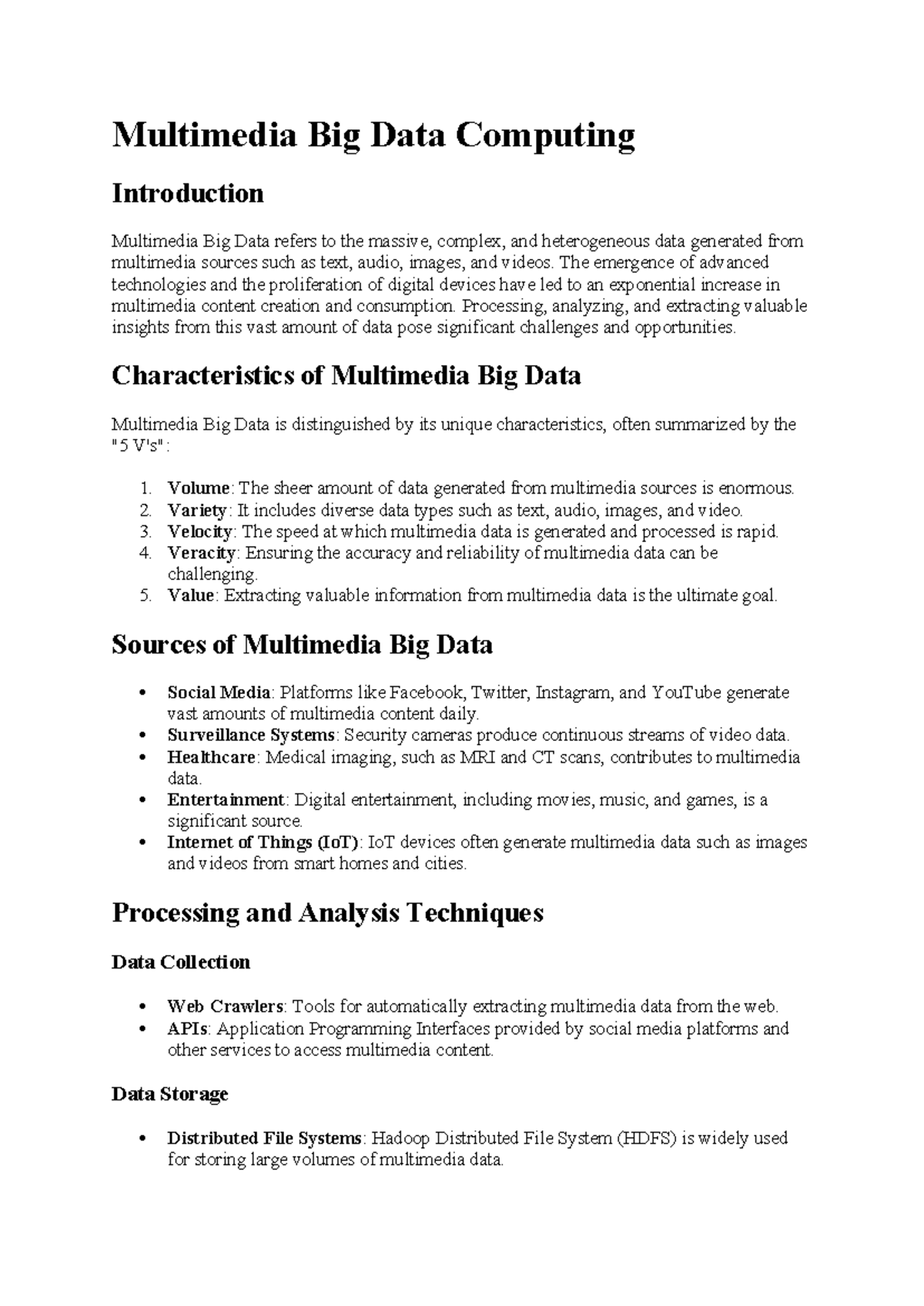 Unit-5 - Multimedia Big Data Computing Introduction Multimedia Big Data refers to the massive ...