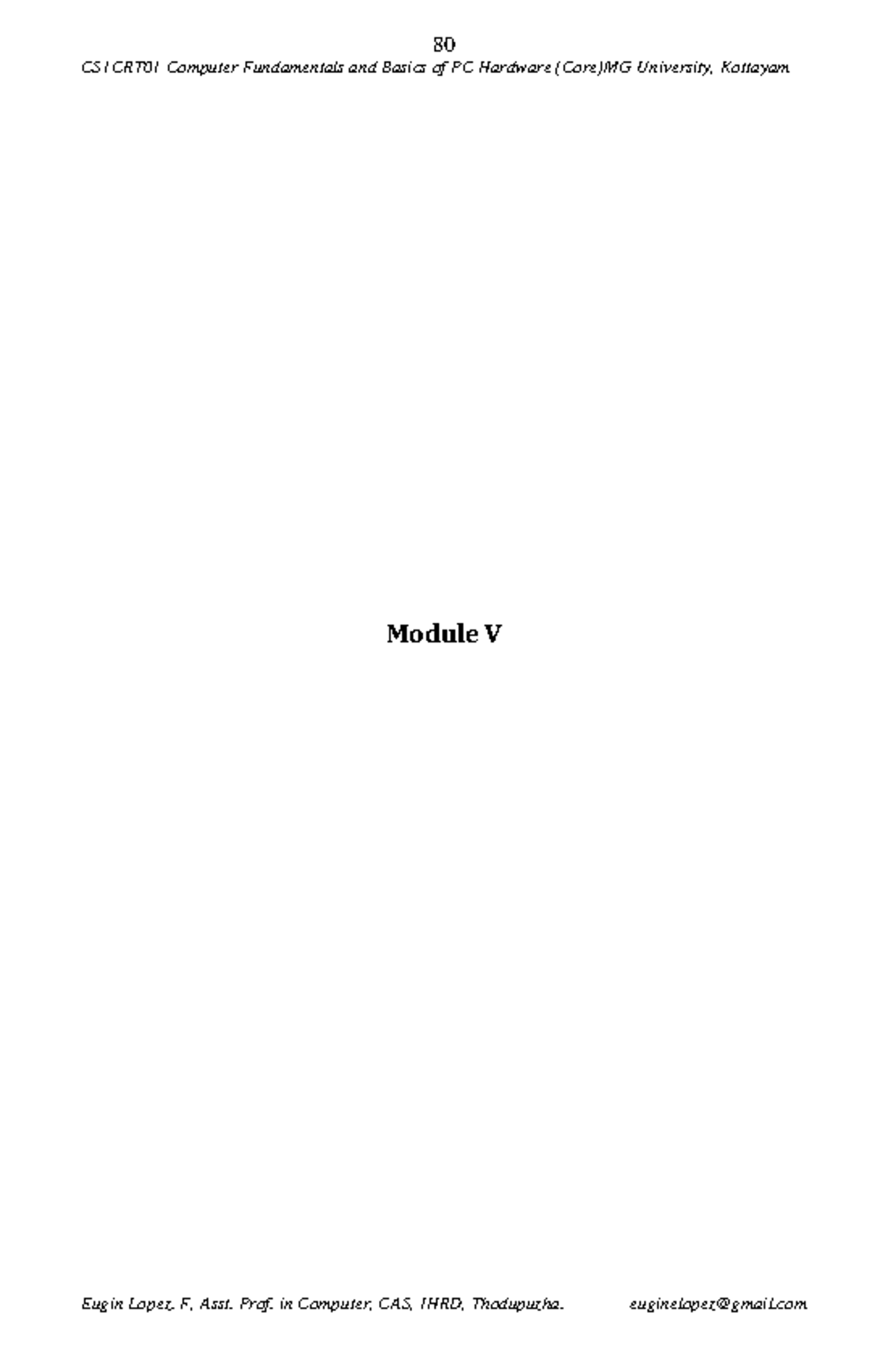 Module 5 - BASICS OF PC HARDWARE CS1CRT01 - CS1CRT01 Computer Fundamentals and Basics of PC ...