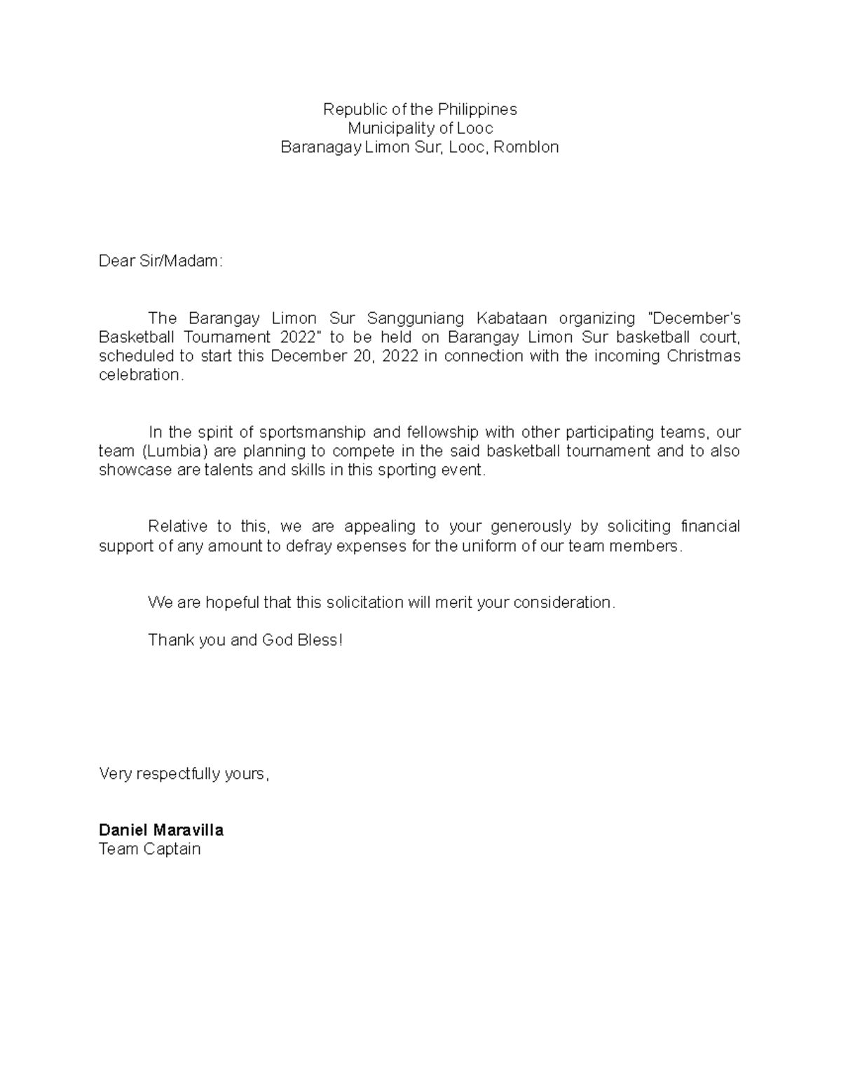 Republic of the Philippines - Republic of the Philippines Municipality ...