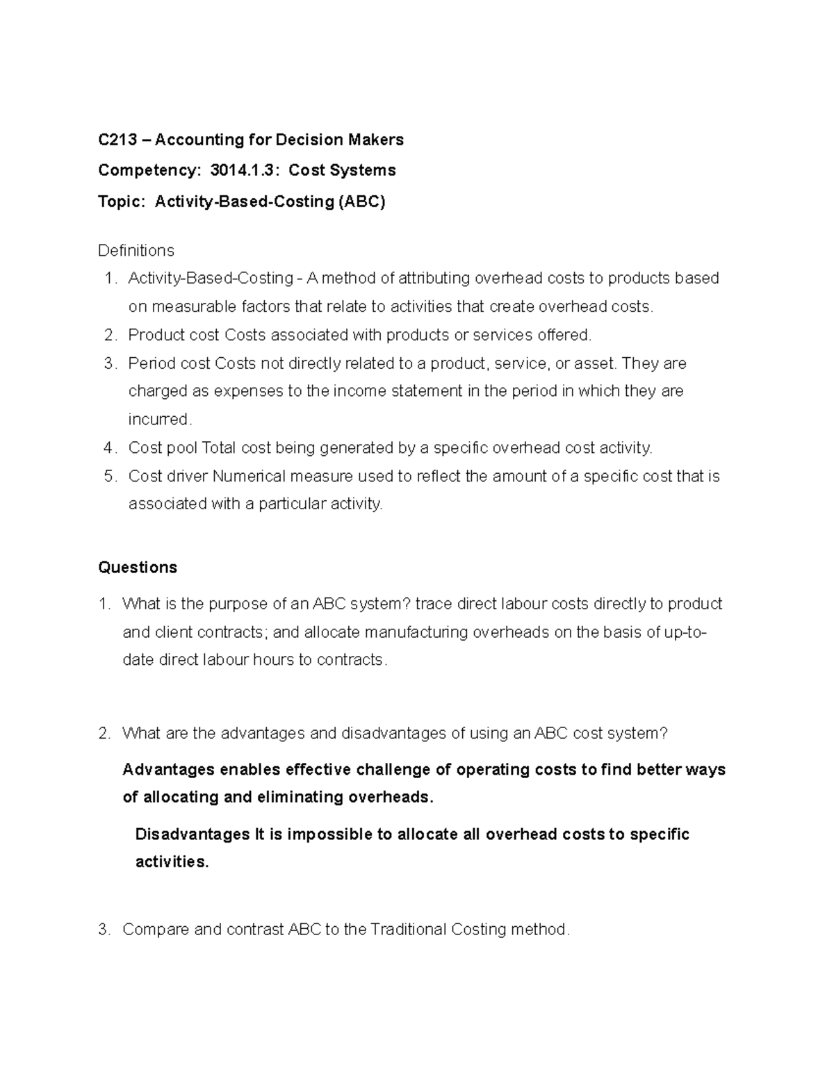 C213 ABC December 2016 - Study Guide Worksheets - C213 – Accounting for ...