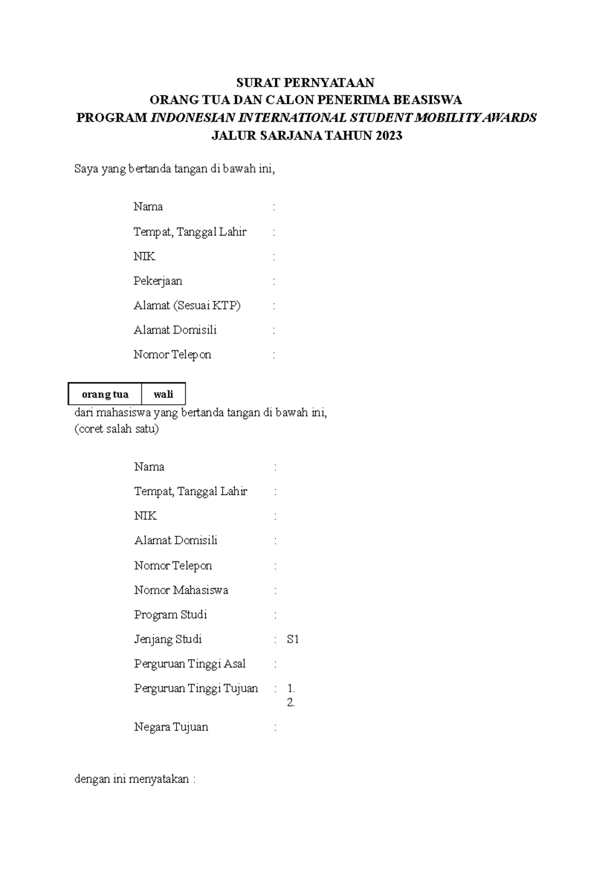 Template-A - template iisma untuk surat pernyataan orang tua - SURAT ...
