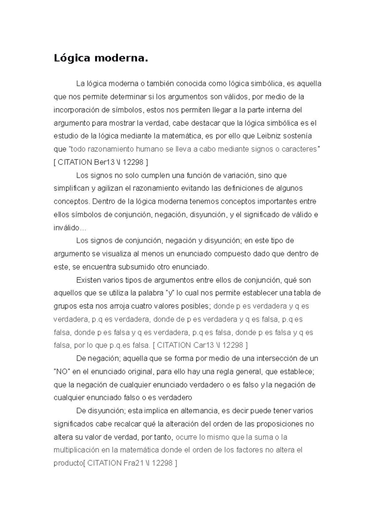 Logica moderna - resumen con citas bibliográficas - Lógica moderna. La ...