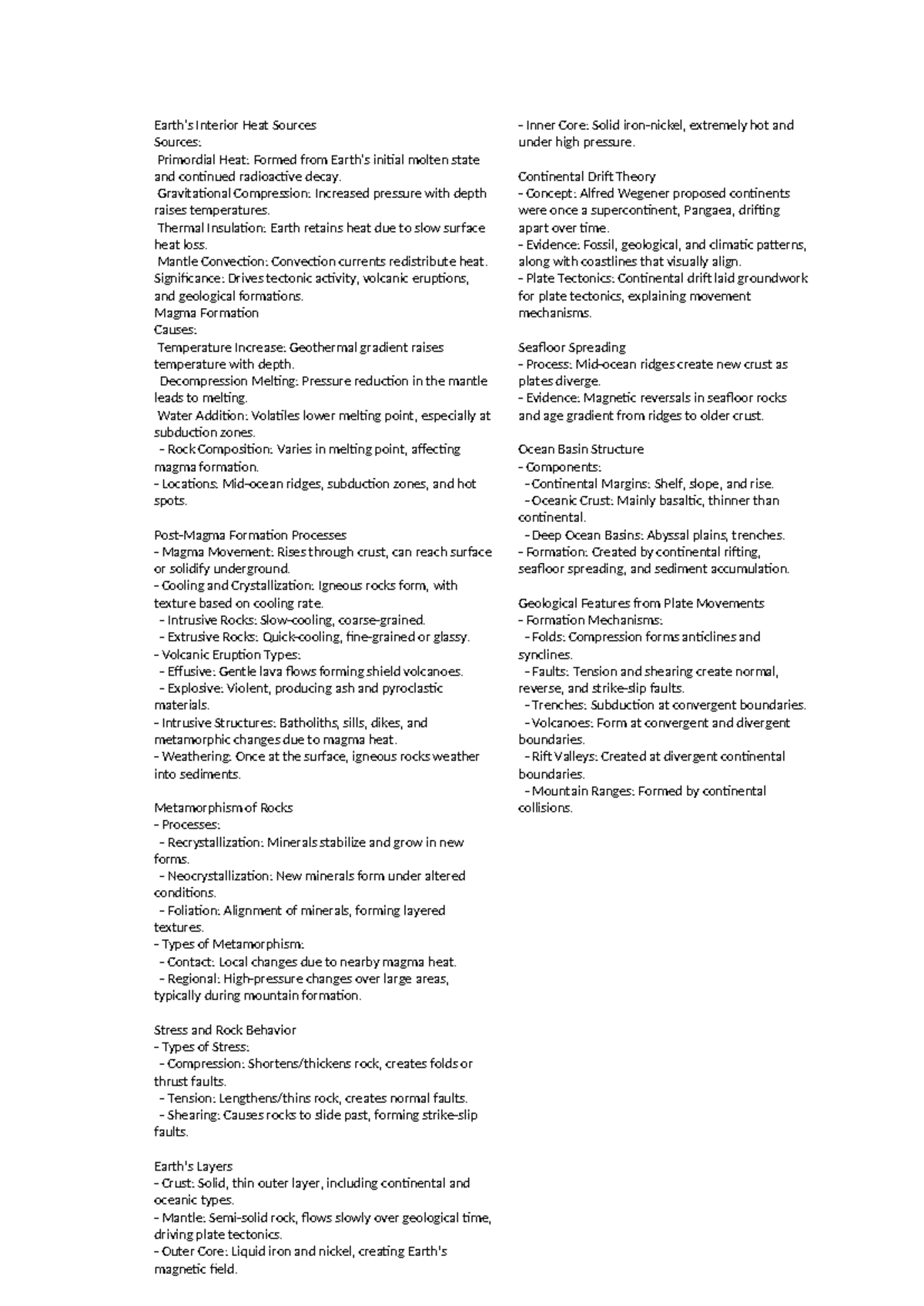 Reviewer for earth science grade 11 - Earth's Interior Heat Sources ...