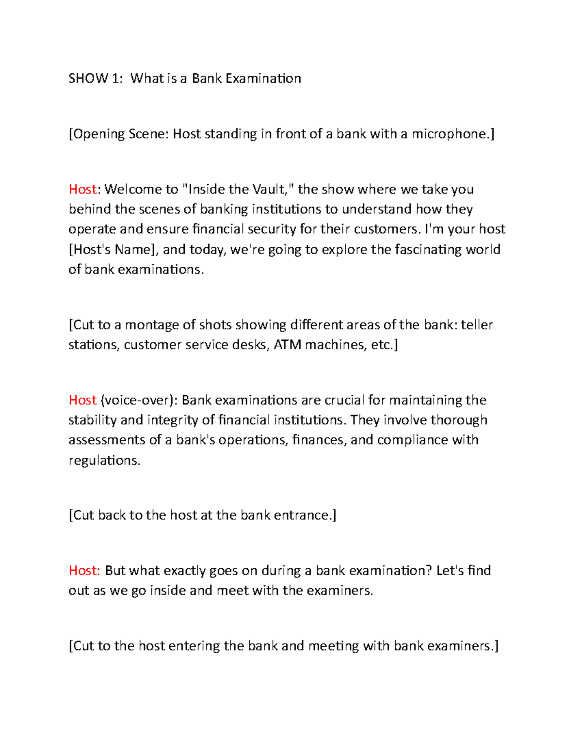 Bank examination Shows - SHOW 1: What is a Bank ExaminaƟon [Opening ...