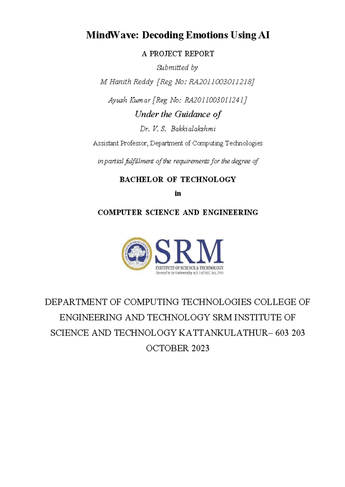 Final review - MindWave: Decoding Emotions Using AI A PROJECT REPORT ...