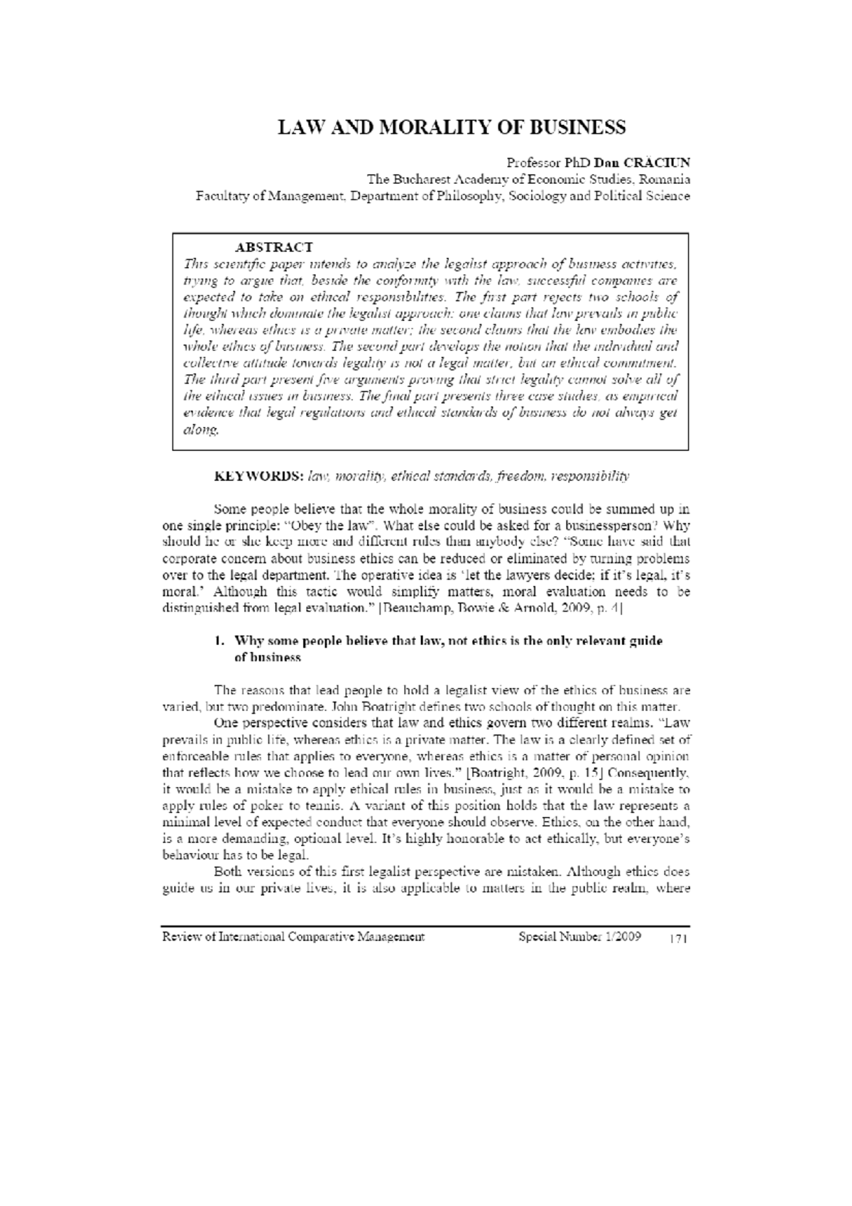 Law and morality of business - COM 410 - Studocu