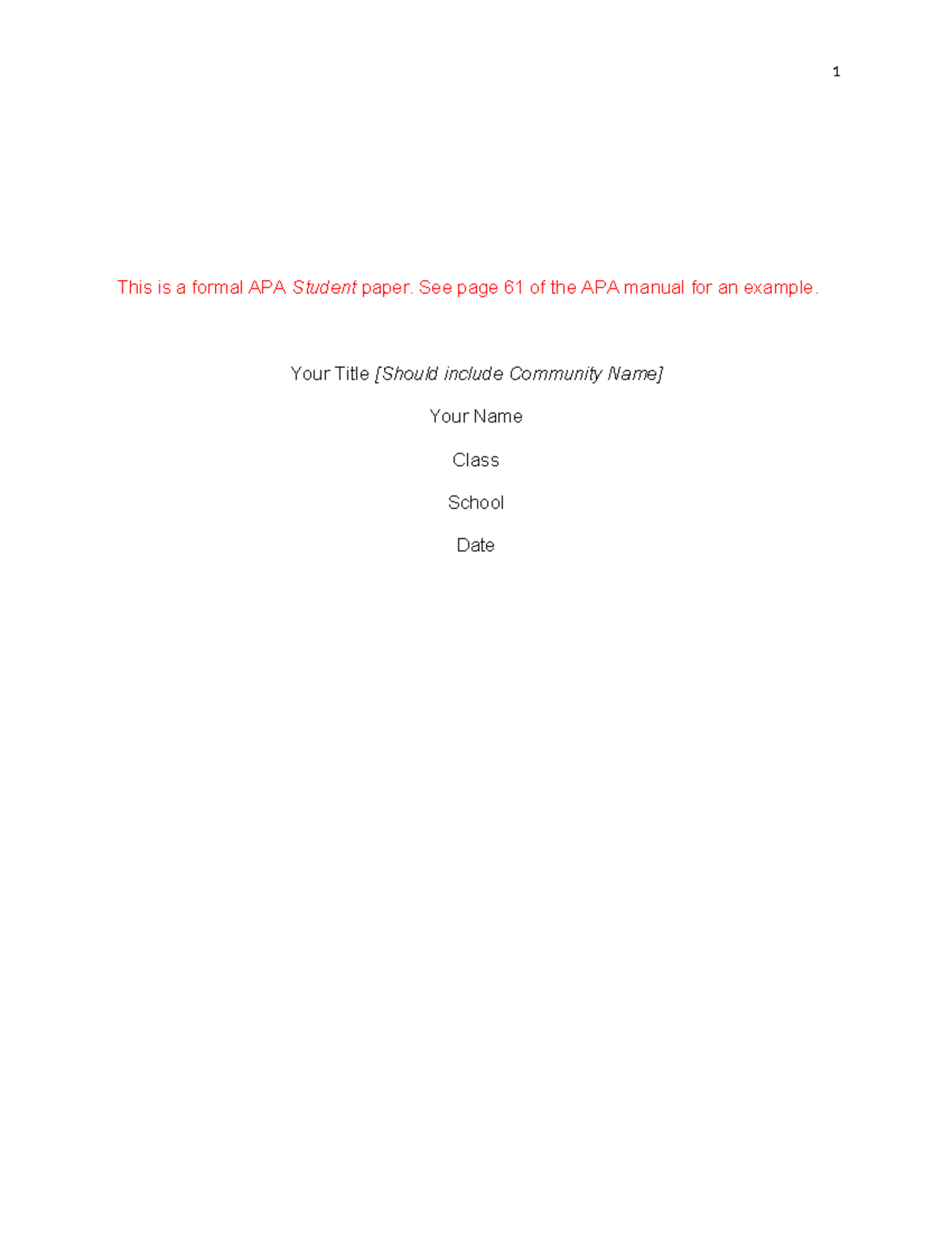 Final Paper Template - week 4 assignment - This is a formal APA Student ...