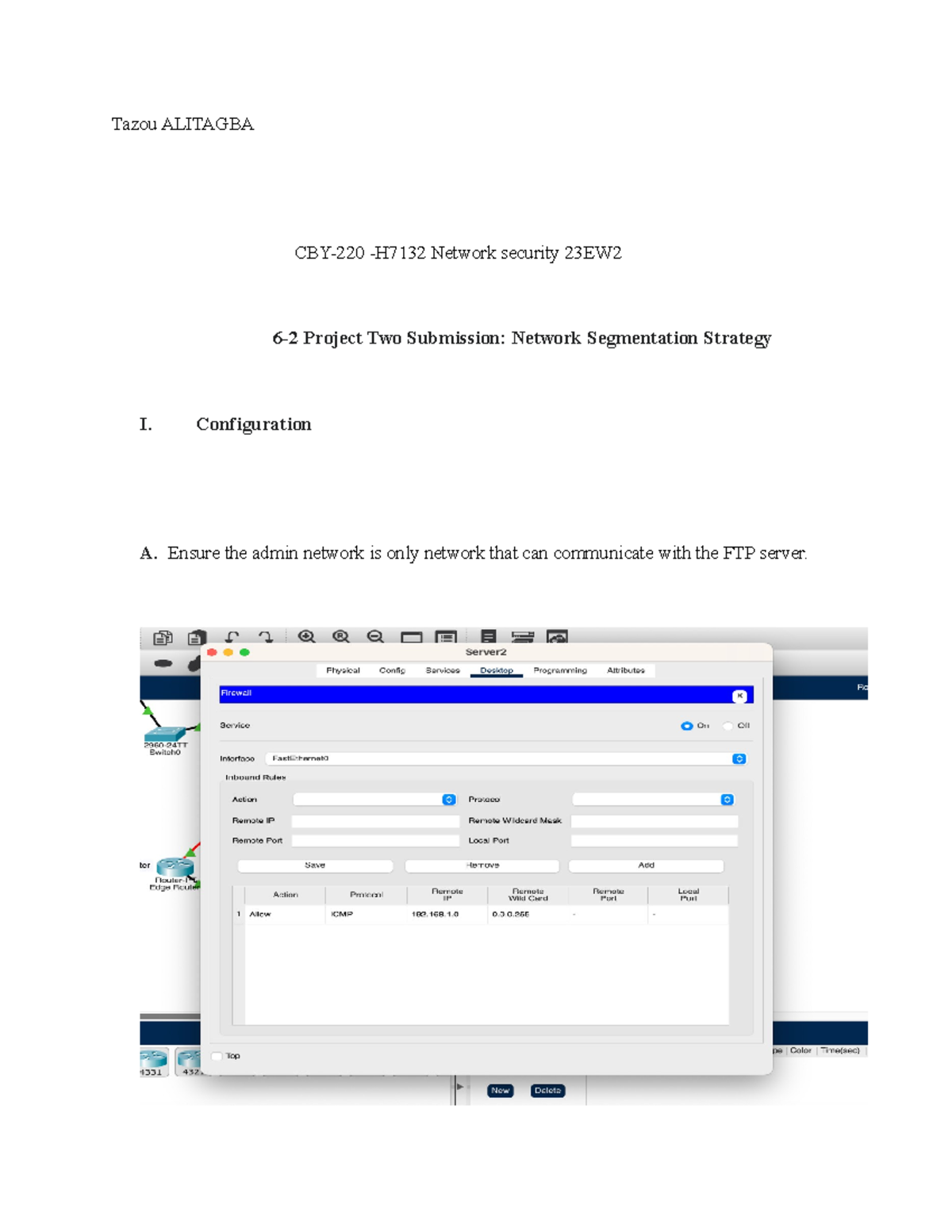 Tazou CYB-220 Project two - Tazou ALITAGBA CBY-220 -H7132 Network security 23EW 6-2 Project Two ...