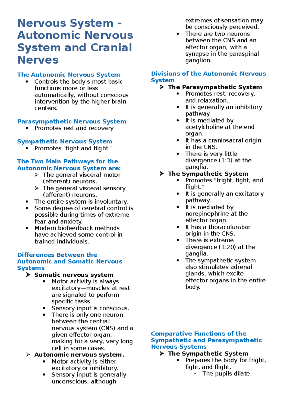 Nervous System - lecture reviwer only - Nervous System - Autonomic ...