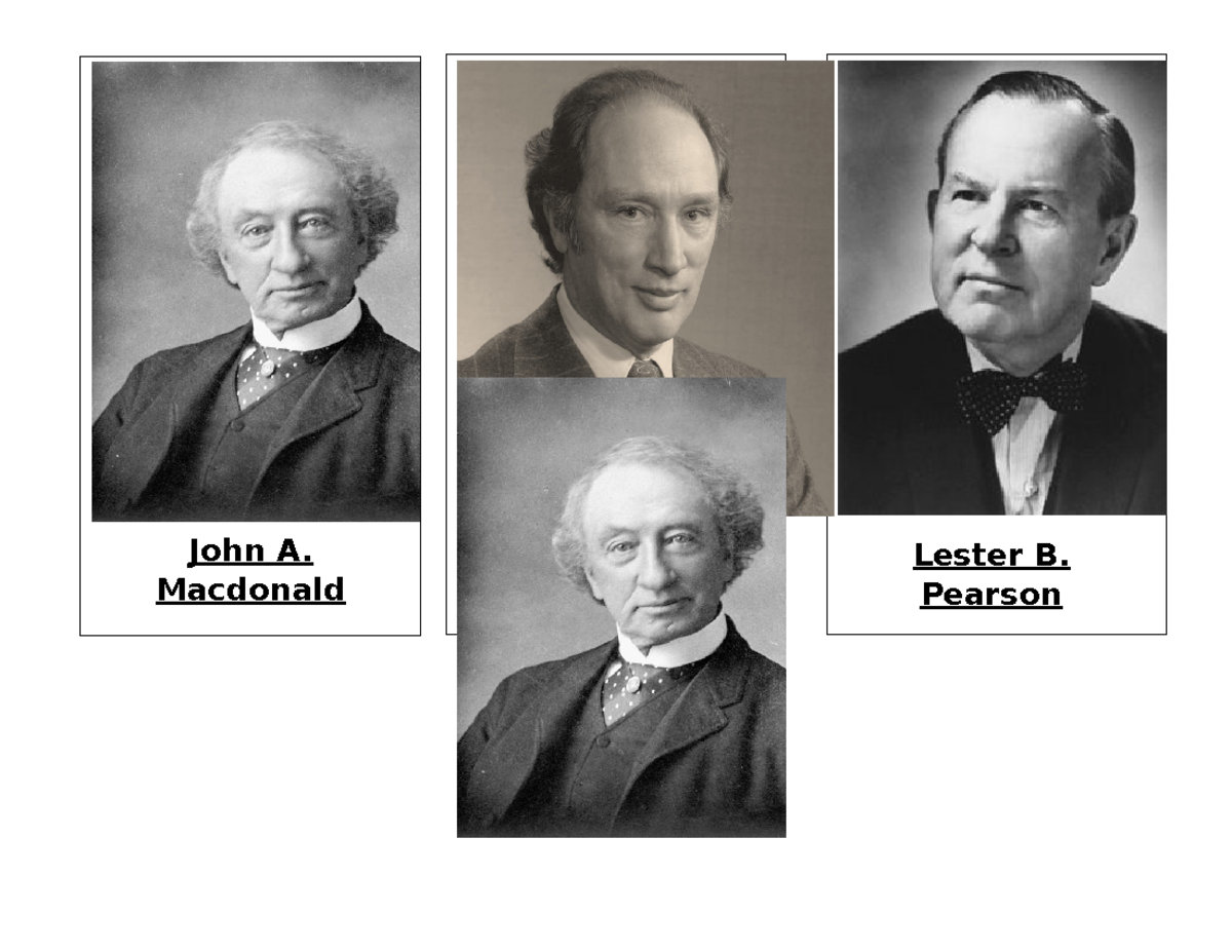 Social studies 1 - Practice - Lester B. Pearson John A. Pierre Trudeau ...