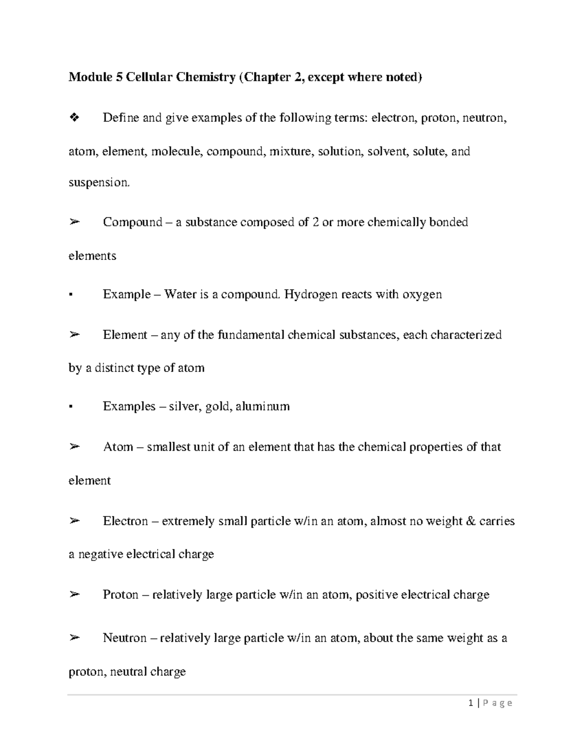 Module 5 Cellular Chemistry in Nursing - Module 5 Cellular Chemistry ...