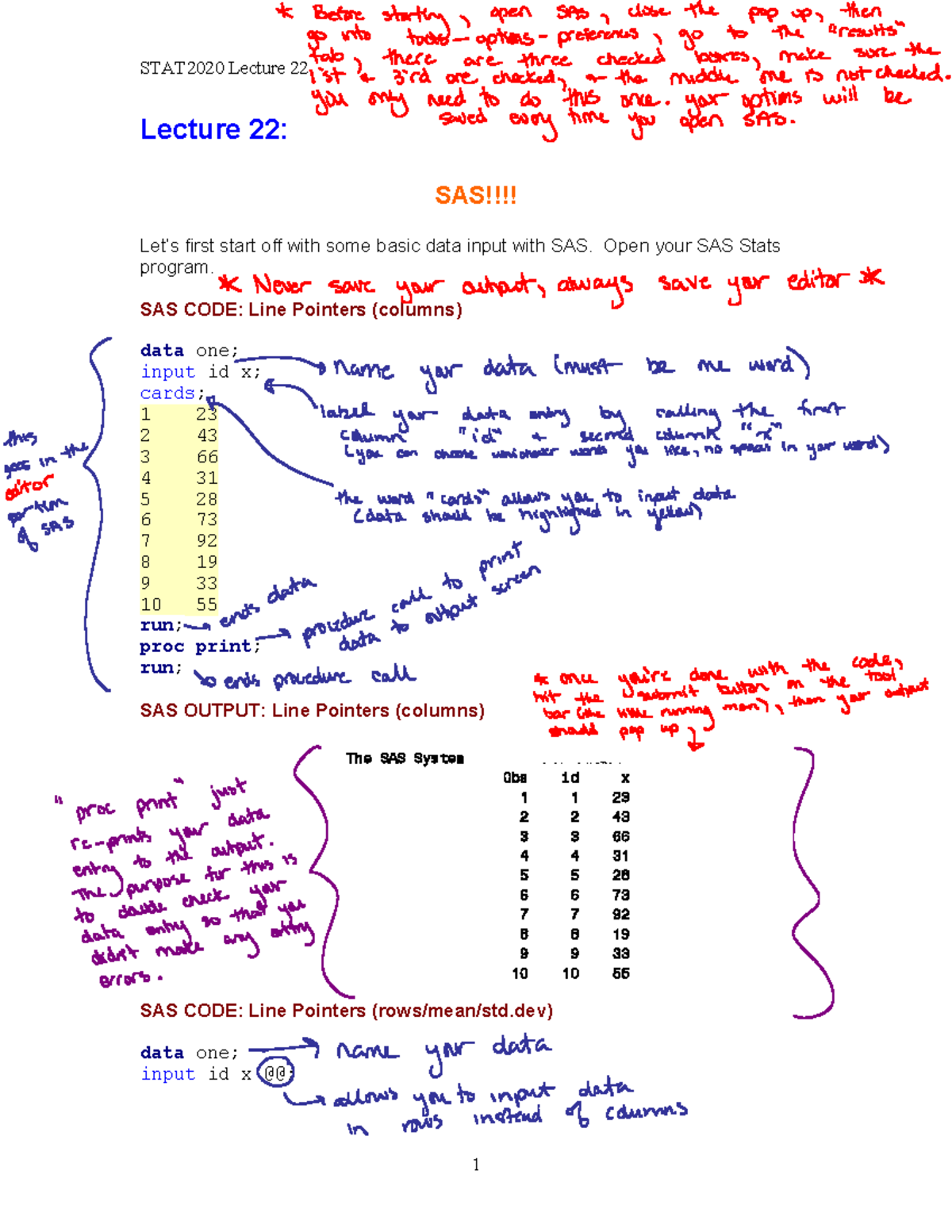 Lecture 22 SAS (online complete with reduced question) - Lecture 22 ...
