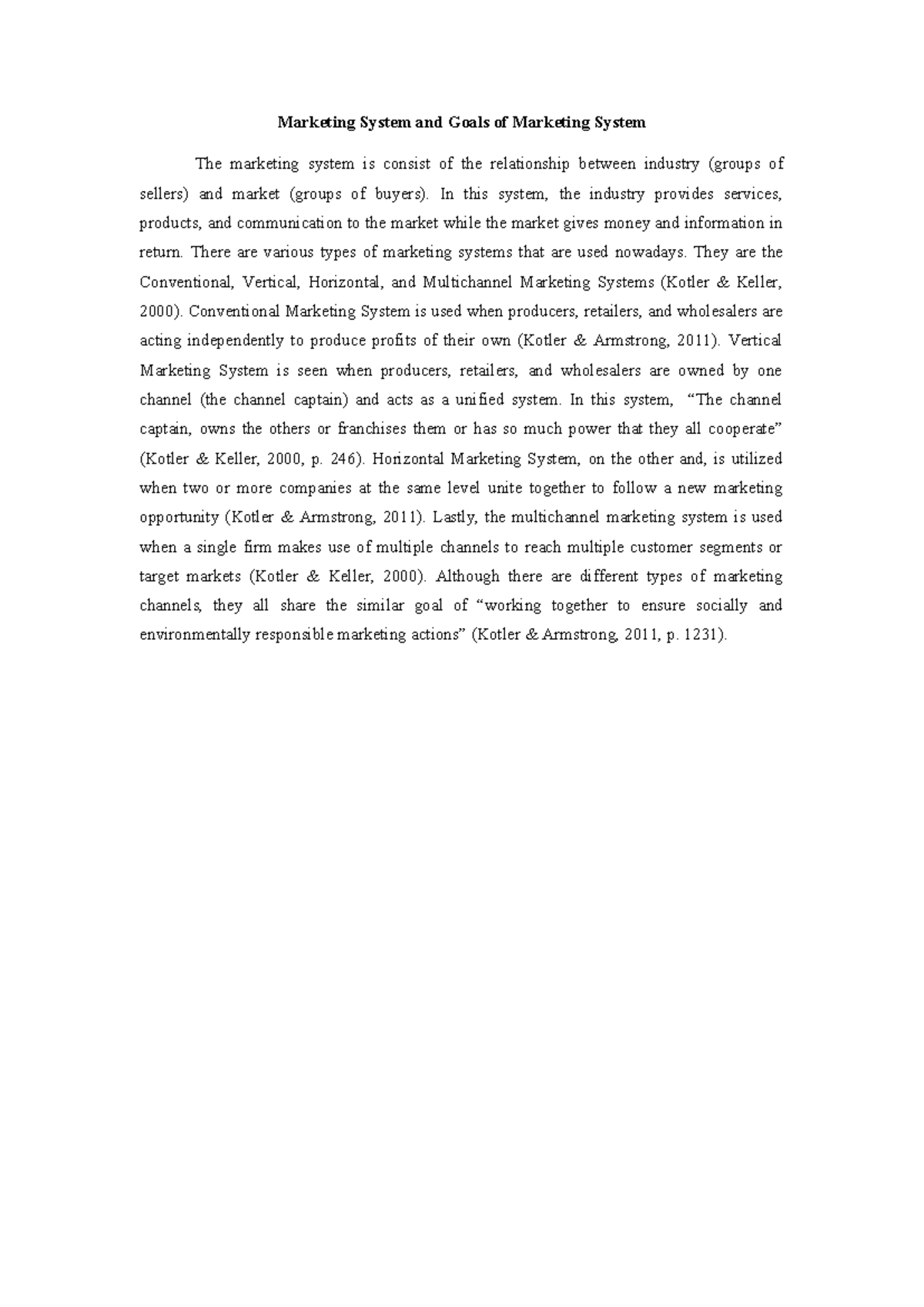 Marketing System and Goals of Marketing System - In this system, the ...