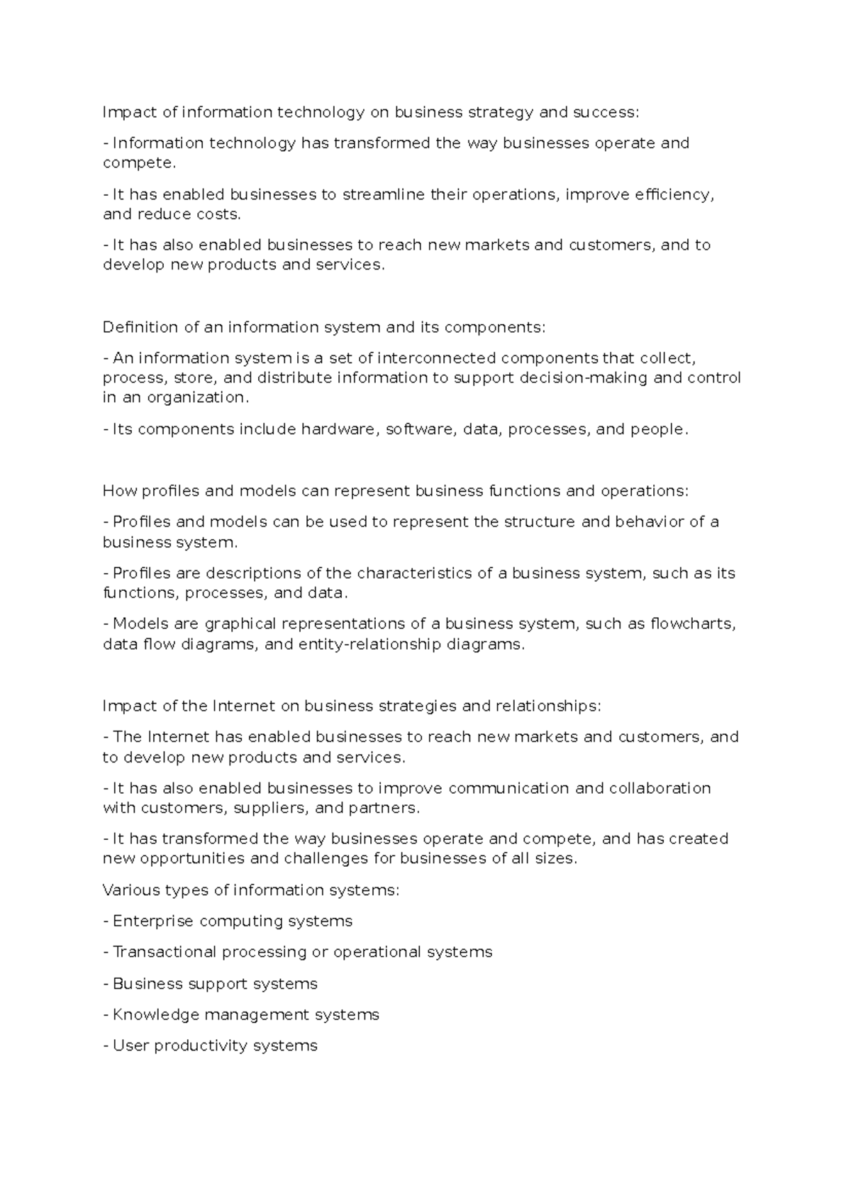 ISP 250 Chap1 note - Summary Software Development Plan - Impact of ...