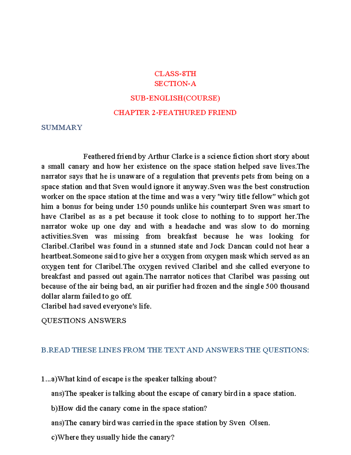 4781Eng VIII A - class notes - CLASS-8TH SECTION-A SUB-ENGLISH(COURSE ...