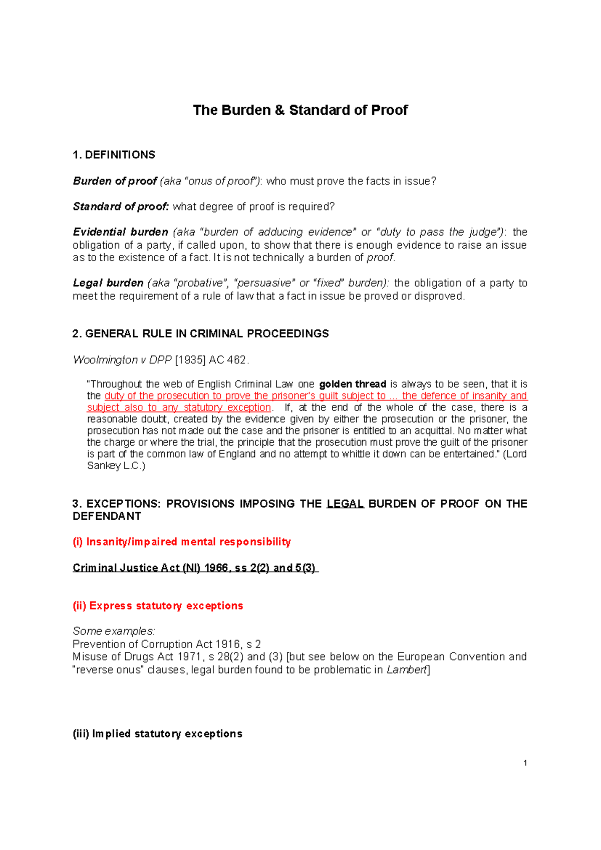 Burden and Standard of Proof - The Burden & Standard of Proof 1 ...