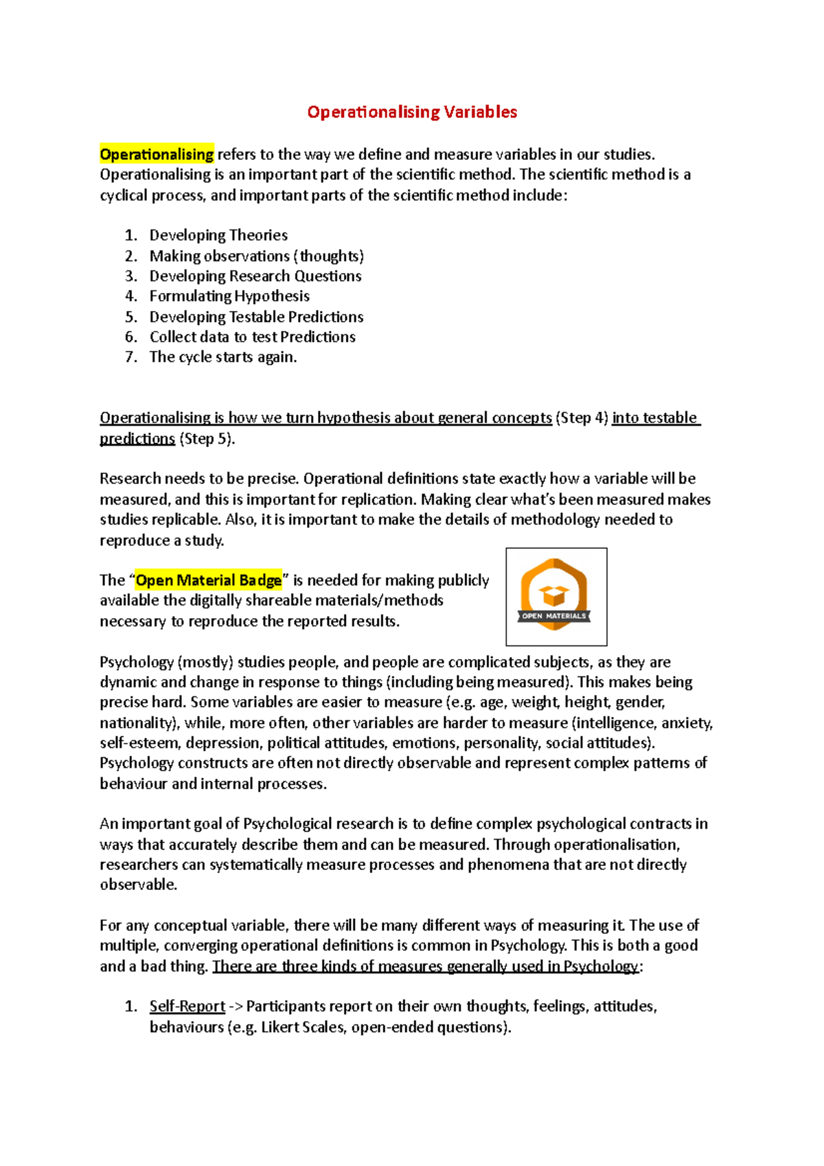 Lab Practical - Week 1 - Operationalising Variables - Operationalising ...