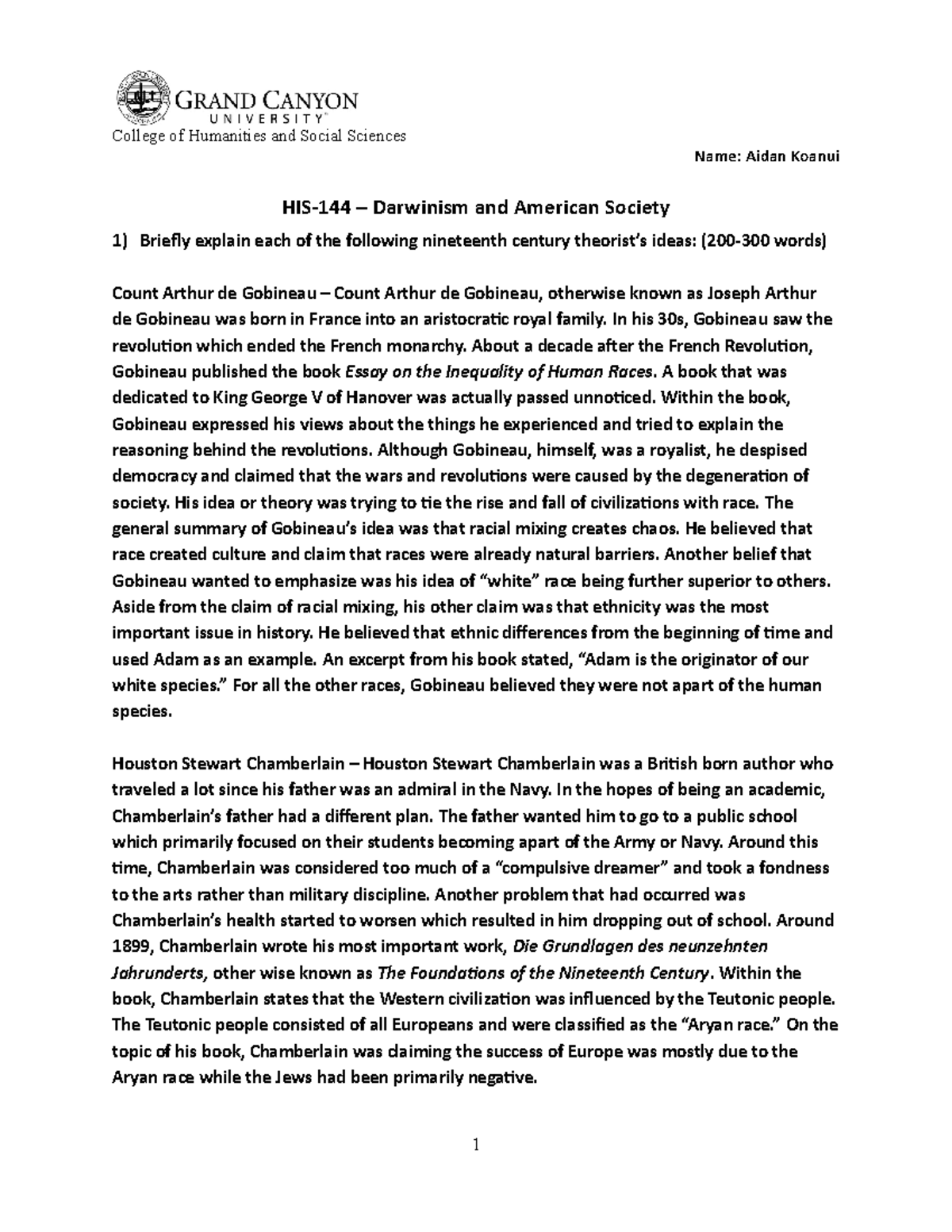 Darwinism and American Society Worksheet - College of Humanities and ...