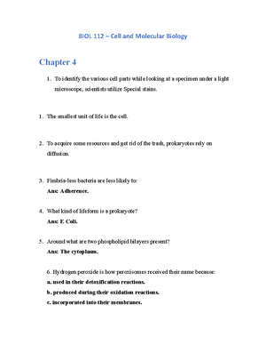 BIOLOGY - 112 Chapter 6 (Notes) - BIOL 112 – Cell and Molecular Biology ...