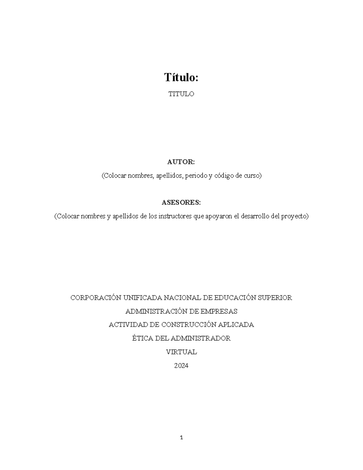 Aca - EXPLICACION COMO REALIZAR EL ACA NUMERO 1 - Título: TITULO AUTOR ...