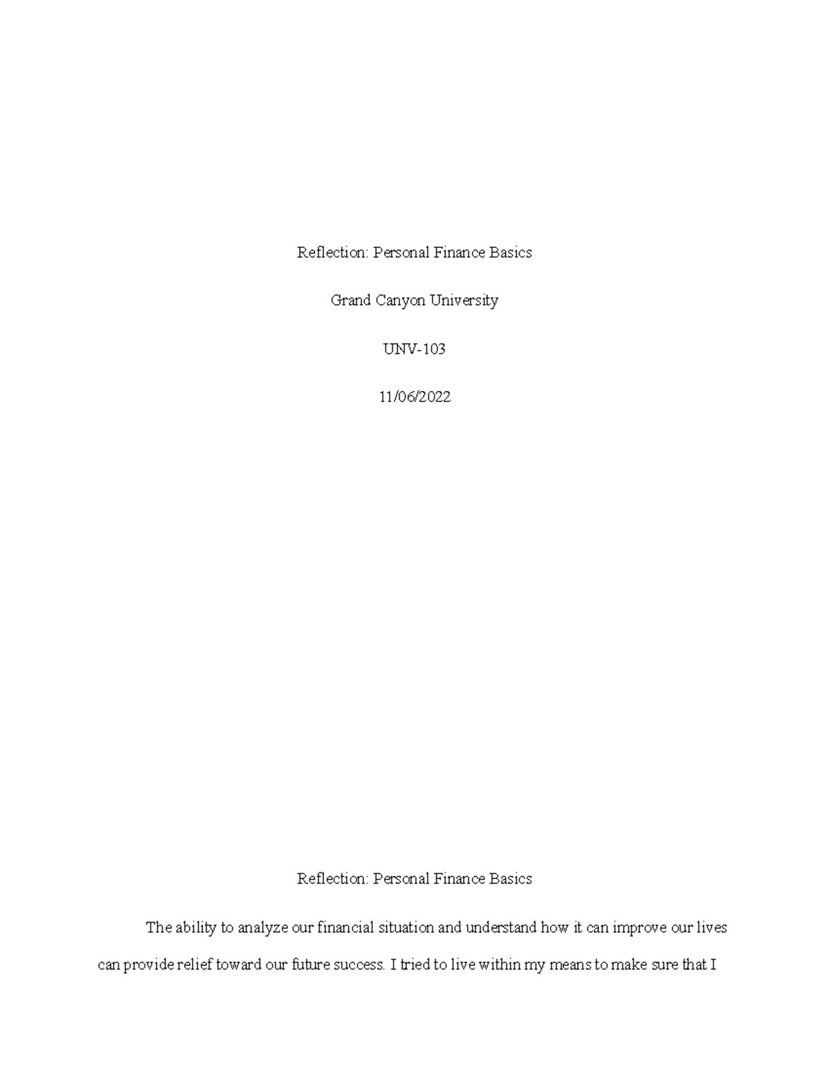 Personal financial basics - Reflection: Personal Finance Basics Grand ...