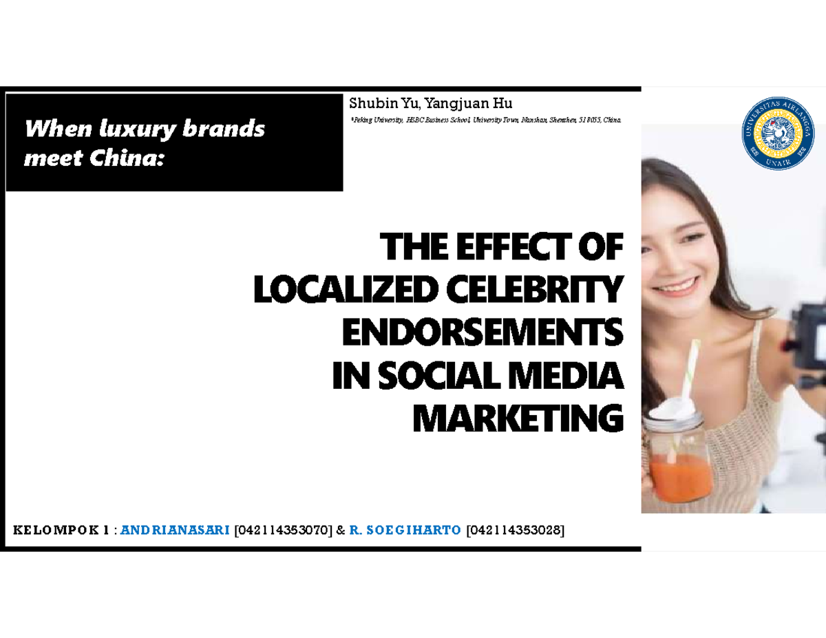 TM-06 KLP-1 - When luxury brands meet China The effect of localized celebrity endorsements in ...
