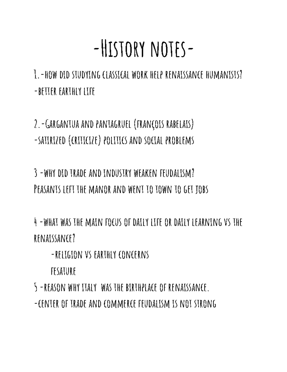 -History notes -how did studying classical work help renaissance ...