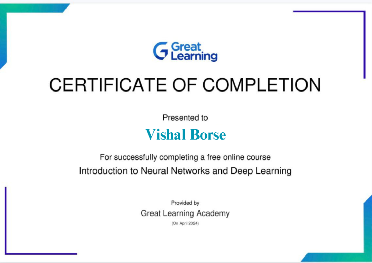 Audit course vishal - adsfg - Machine Learning - This certificate is ...