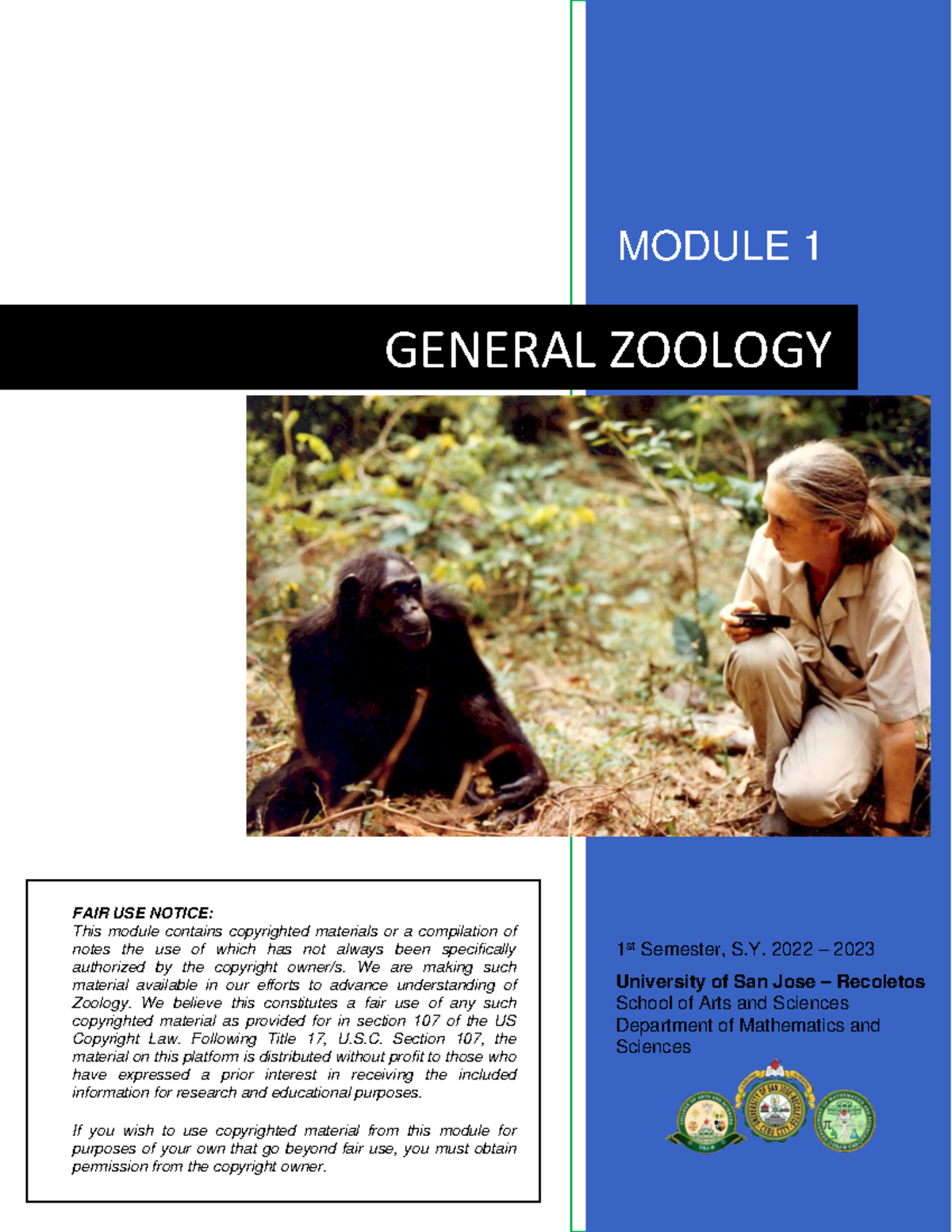Module 1 - The Biological Principles of Animal - MODULE 1 1 st Semester ...
