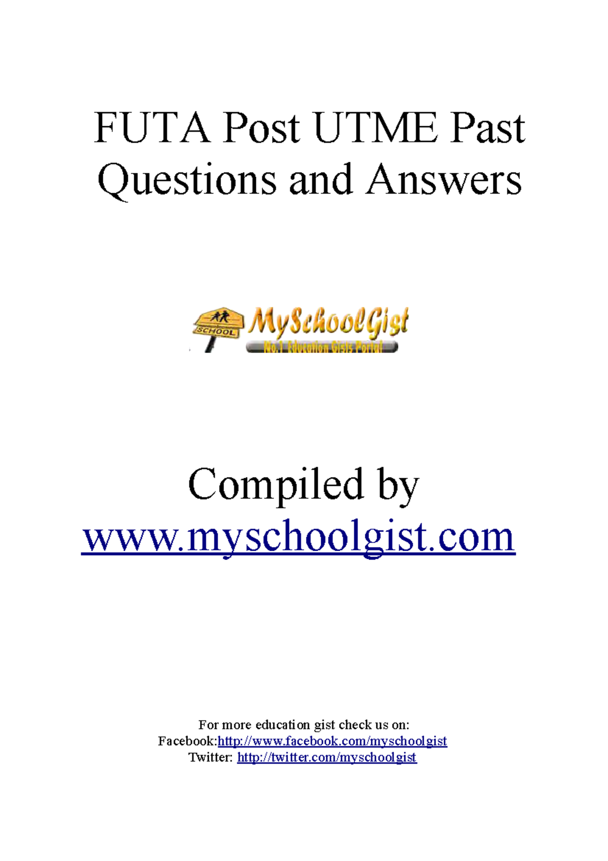 FUTA Post UTME Maths questions - FUTA Post UTME Past Questions and ...