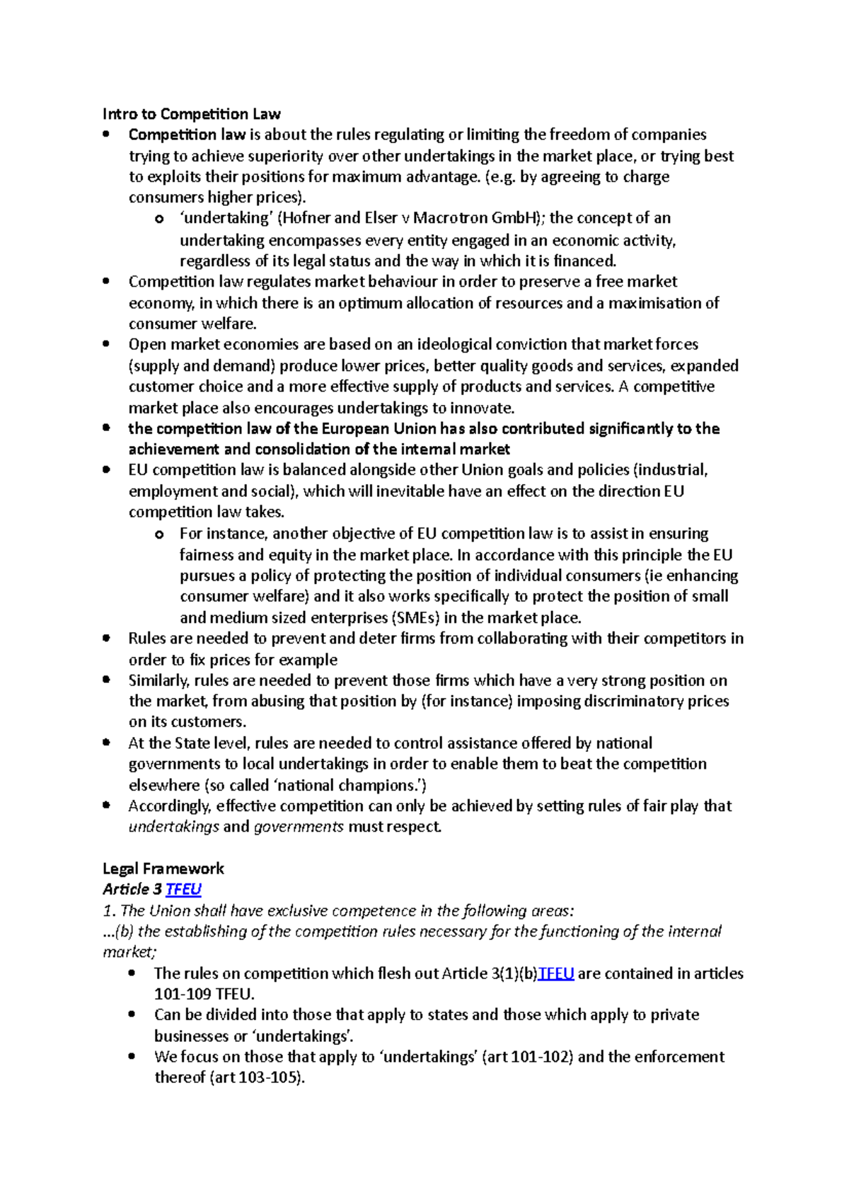 Workshop 2 notes; competition law - Intro to Competition Law ...